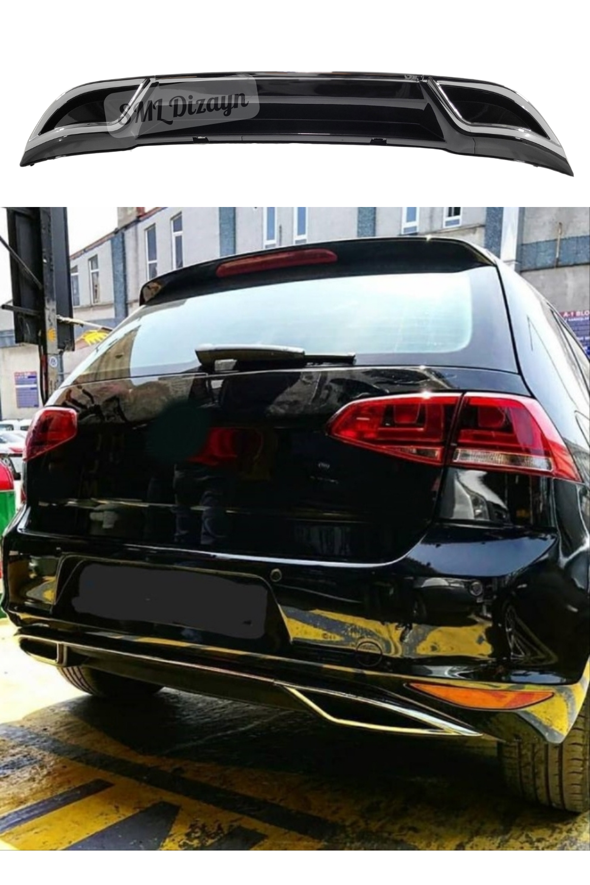 Golf 7 Diffuser Exhaust Look R Line Diffuser Rear Additional Glossy Bl ...