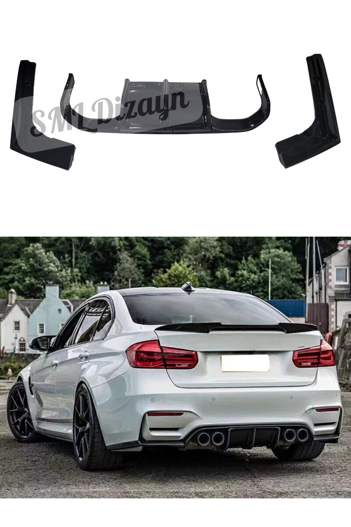 F30-F80 M3 Diffuser Flap Set 3 Pieces Glossy Black 2012-2018 (For Chin ...