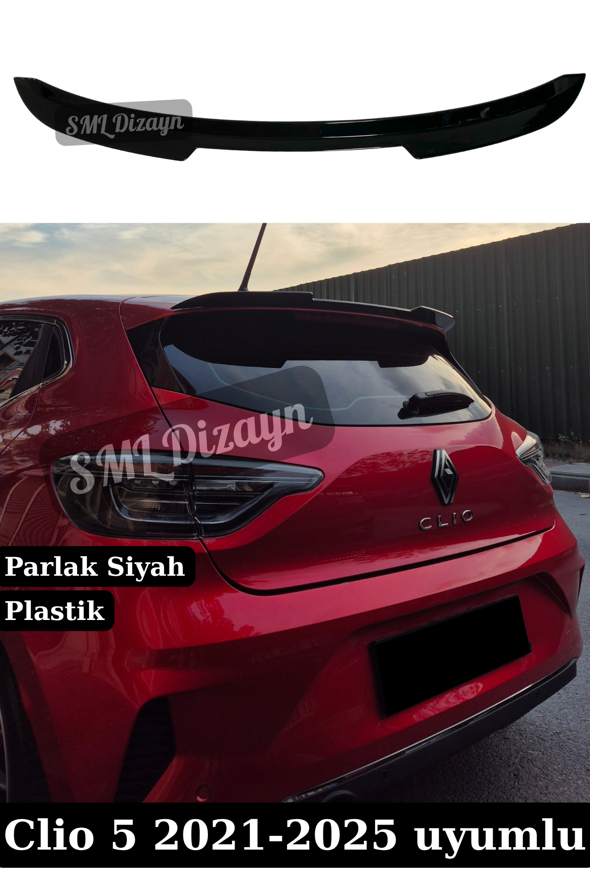 Clio 5 Spoiler Trunk Top Batwing Spoiler Glossy Black 2019-2023 | SML ...