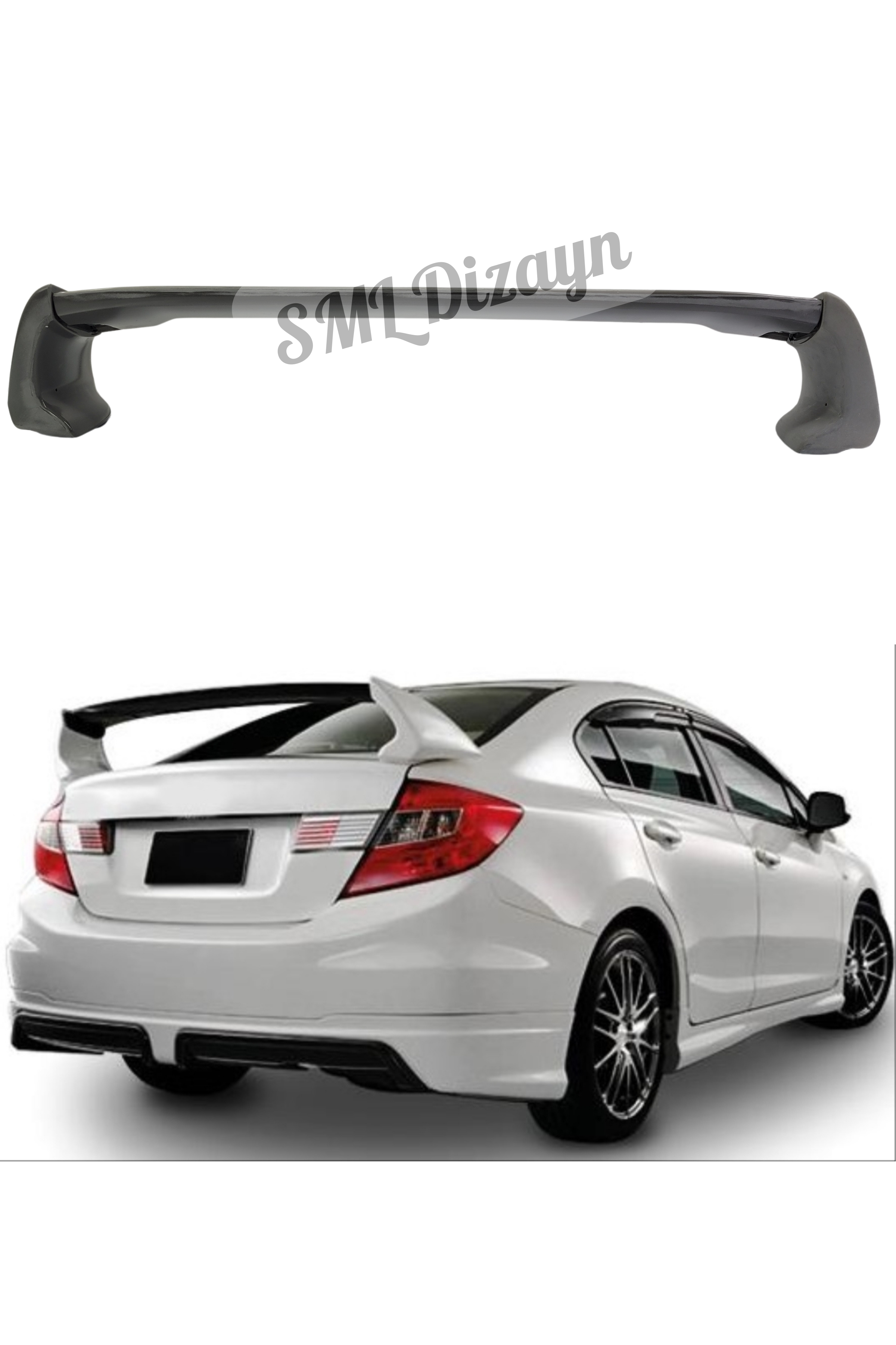 Civic Fb7 Spoiler High Trunk Top Spoiler Flat 3 Piece Unpainted 2012-2 ...
